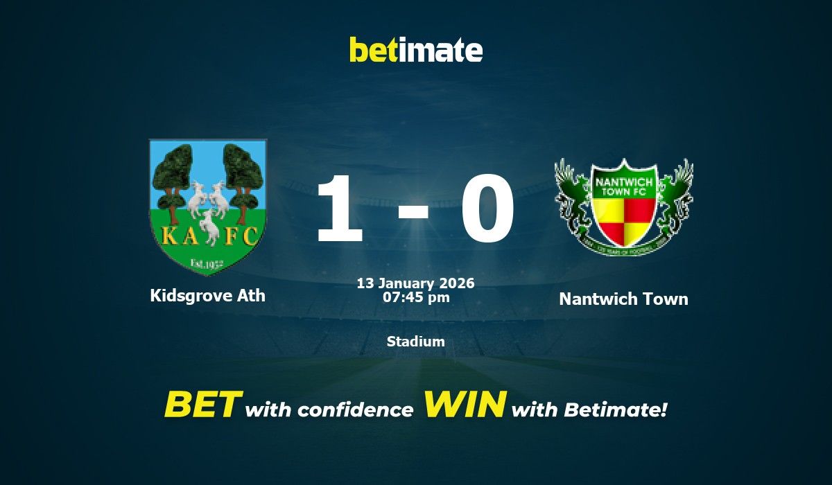 Kidsgrove Ath vs Nantwich Town Prediction, Odds & Betting Tips 01/13/2026