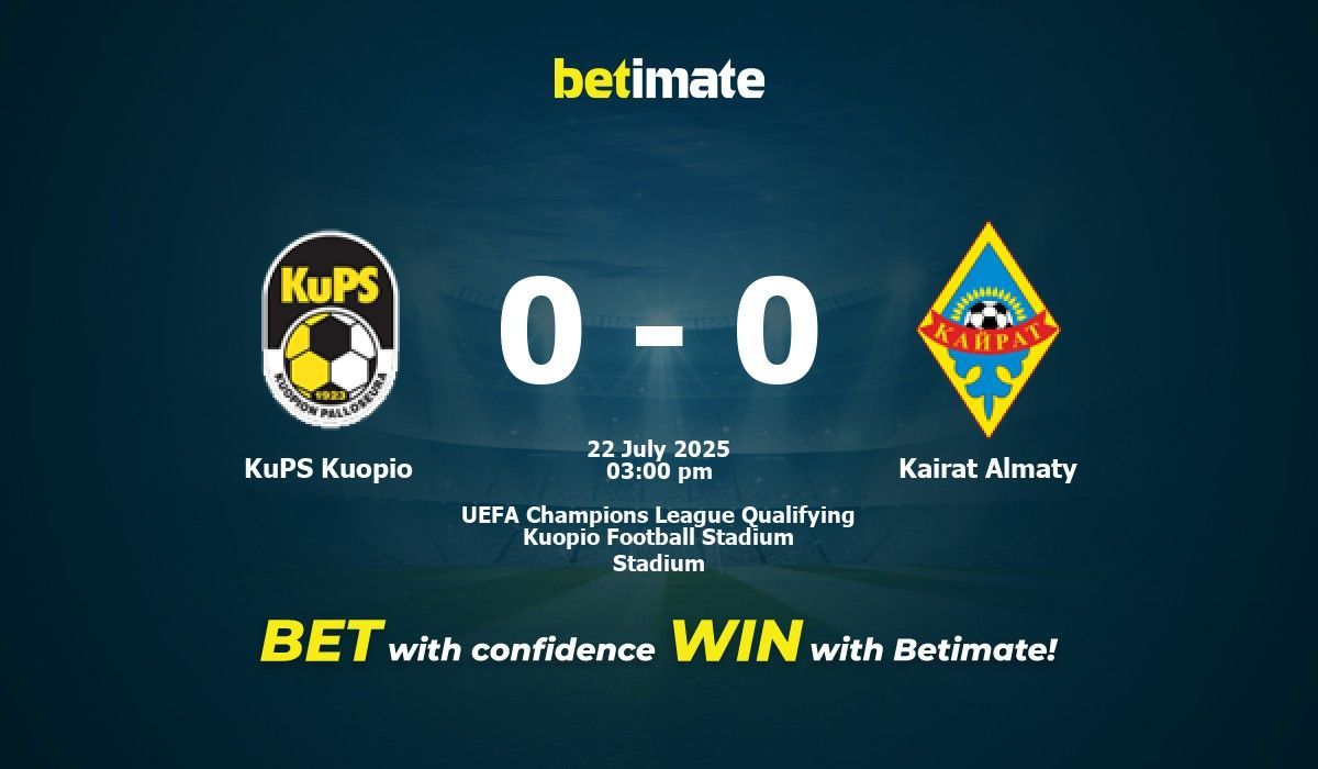 KuPS Kuopio vs Kairat Almaty Prediction, Odds & Betting Tips 07/22/2025