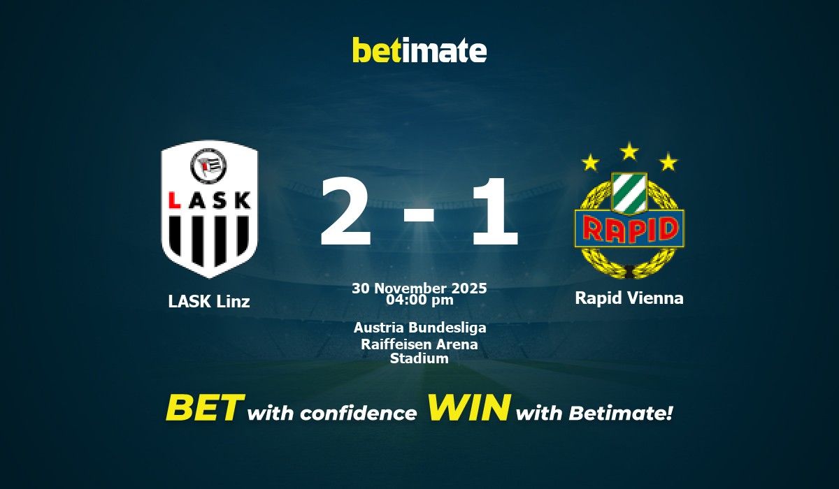LASK Linz vs Rapid Vienna Prediction, Odds & Betting Tips 11/30/2025