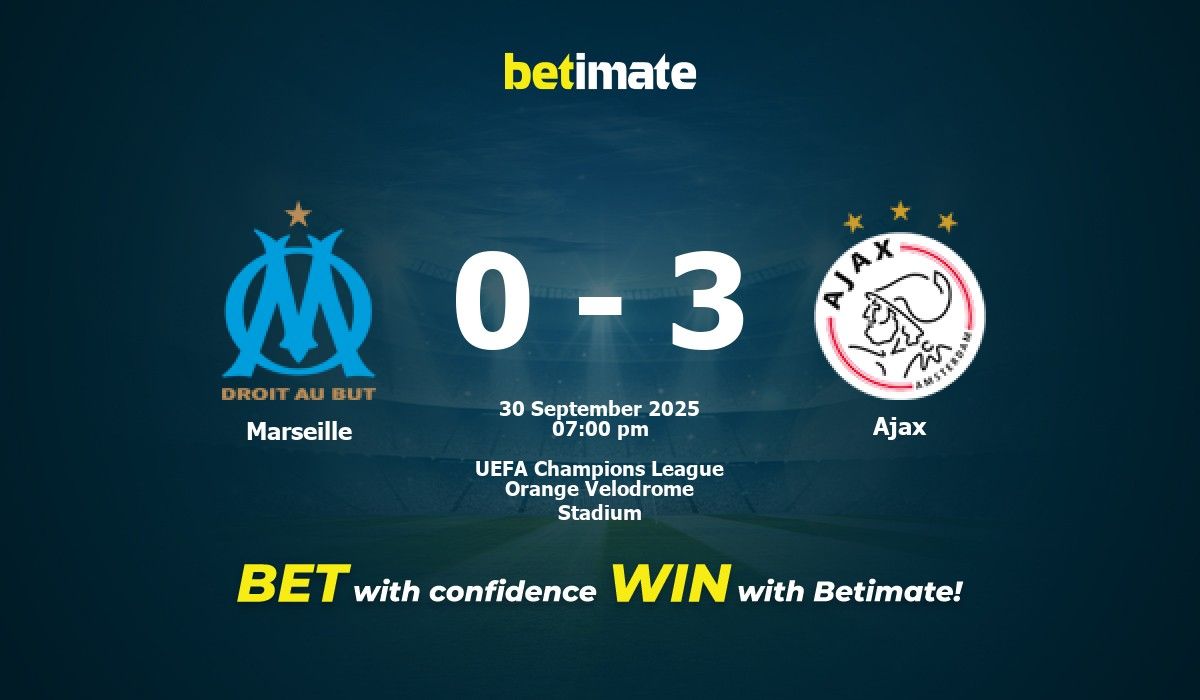 Marseille vs Ajax Prediction, Odds & Betting Tips 09/30/2025