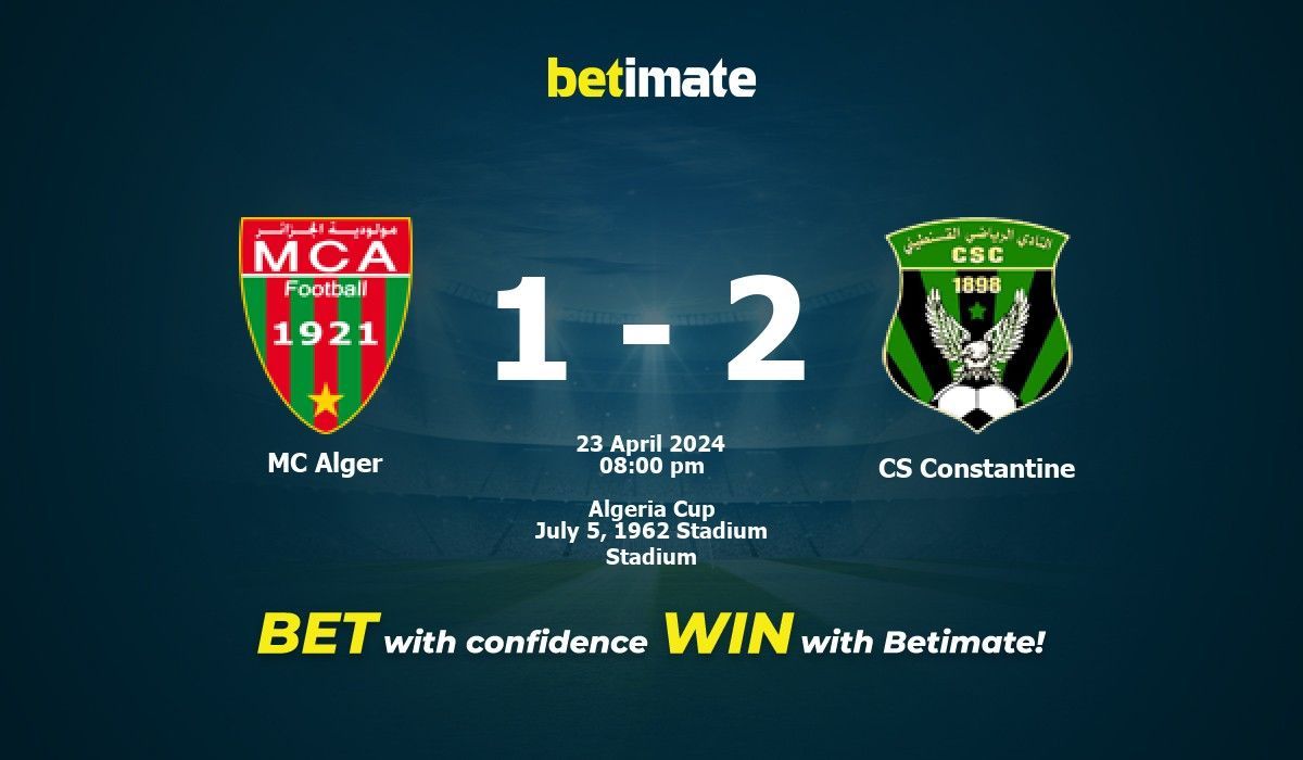 MC Alger vs CS Constantine Prediction, Odds & Betting Tips 04/23/2024