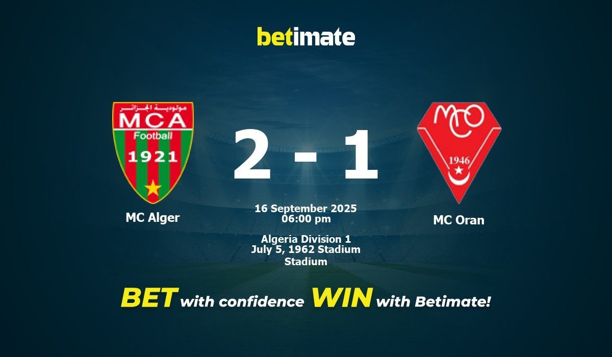MC Alger vs MC Oran Prediction, Odds & Betting Tips 09/16/2025