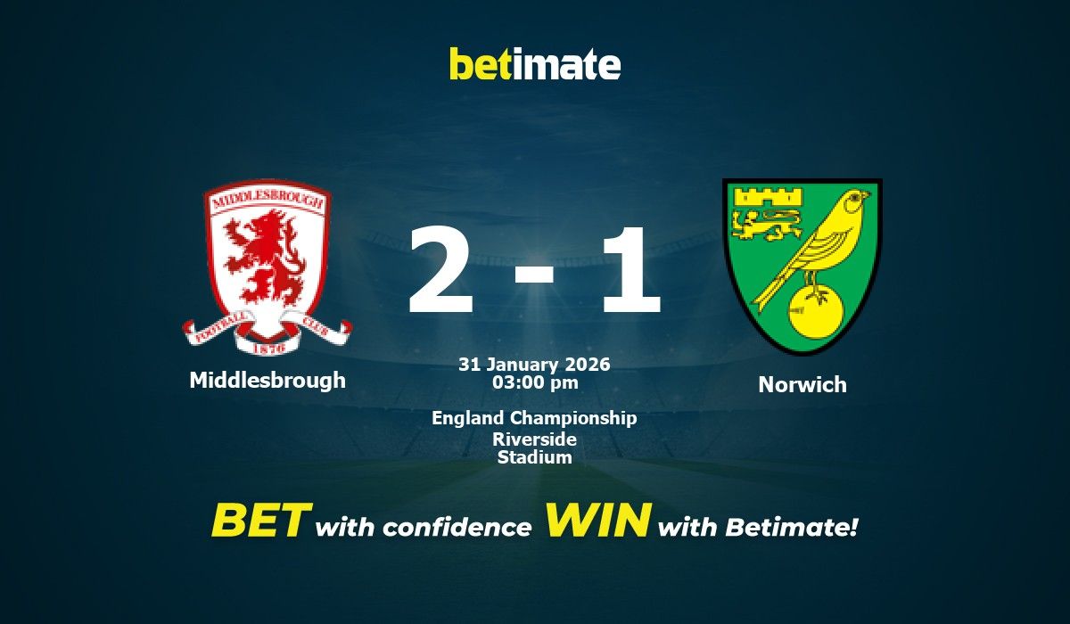 Middlesbrough vs Norwich Prediction, Odds & Betting Tips 01/31/2026