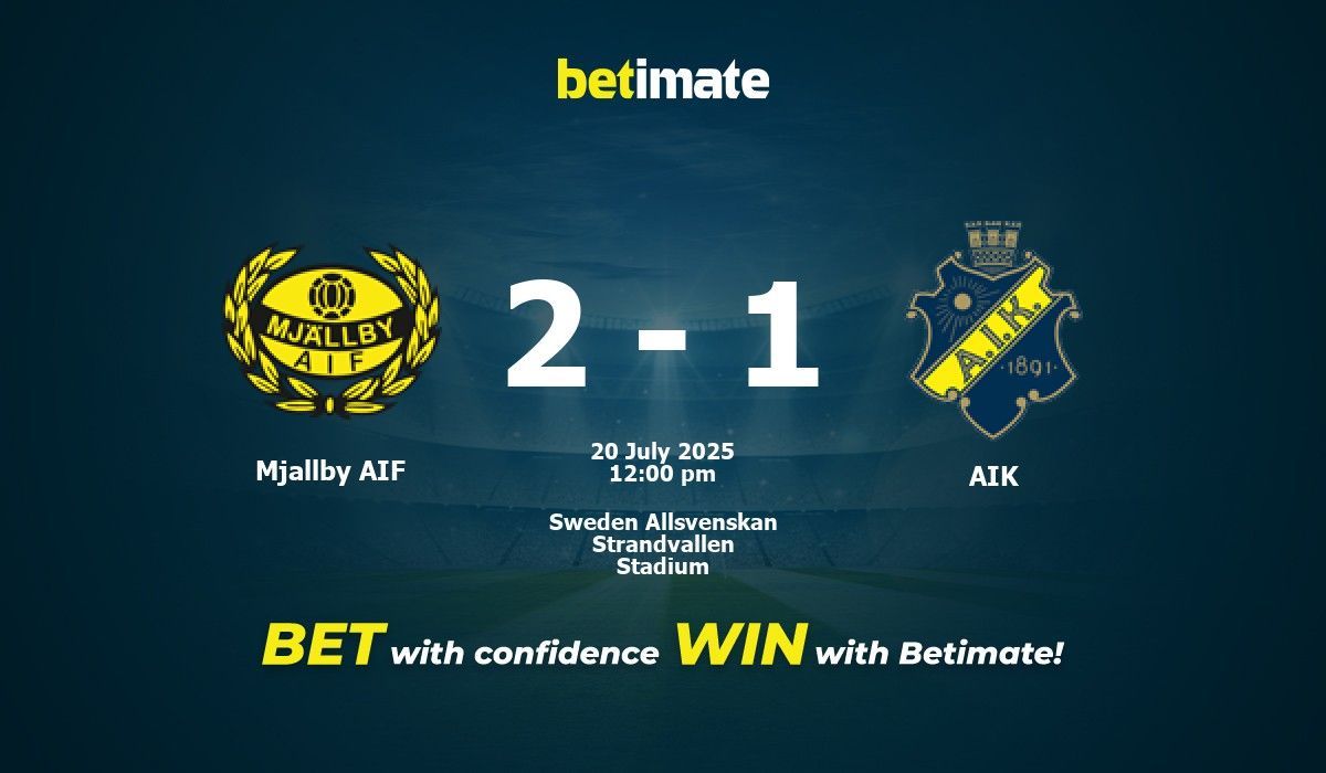 Mjallby AIF vs AIK Prediction, Odds & Betting Tips 07/20/2025