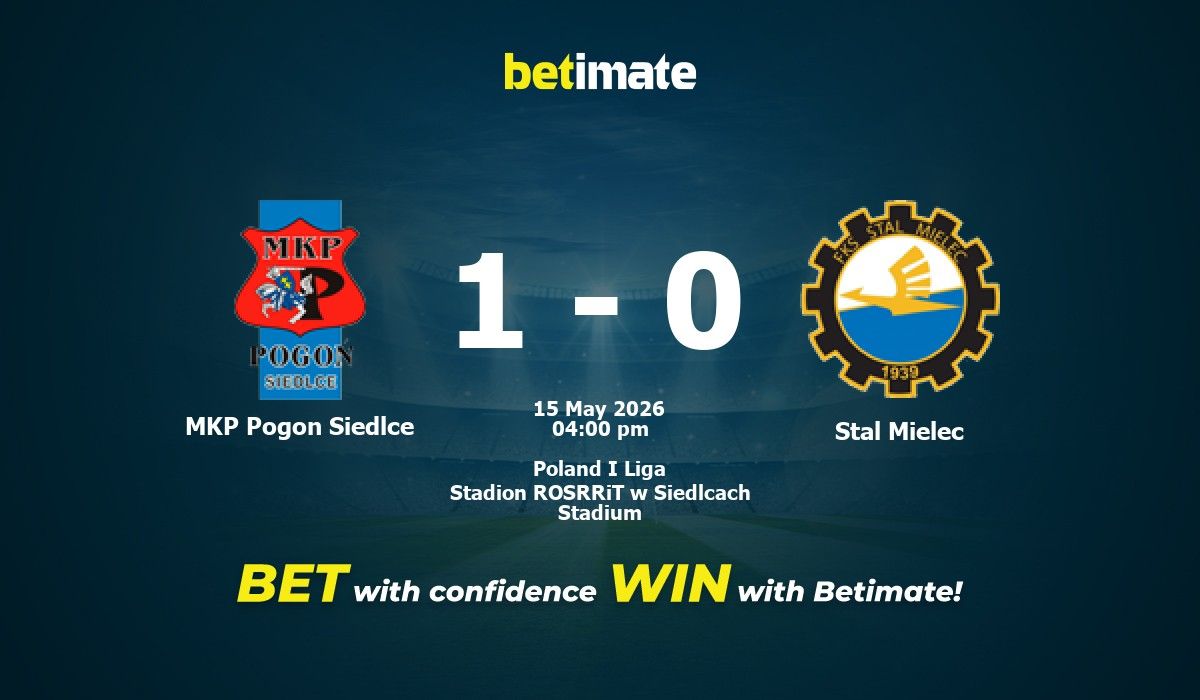 MKP Pogon Siedlce vs Stal Mielec Prediction, Odds & Betting Tips 05/15/2026