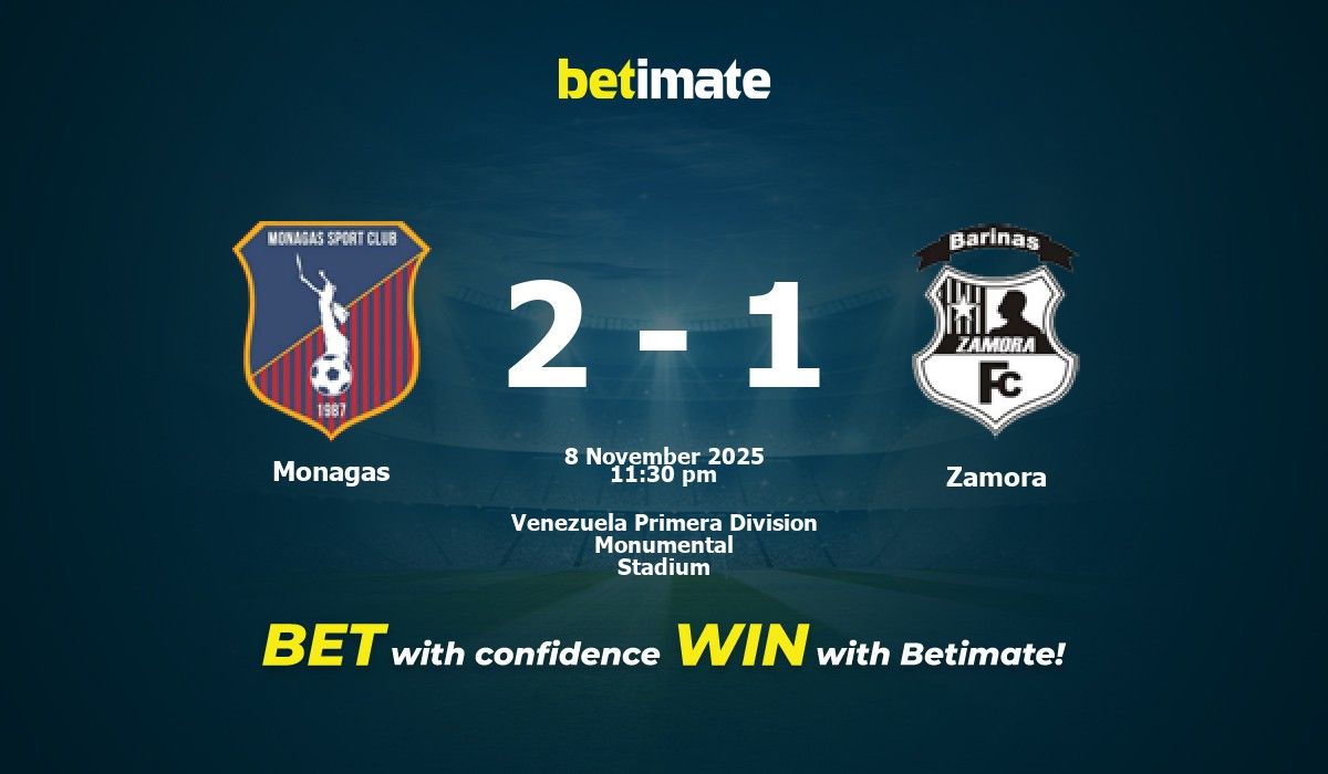 Monagas vs Zamora Prediction, Odds & Betting Tips 11/08/2025