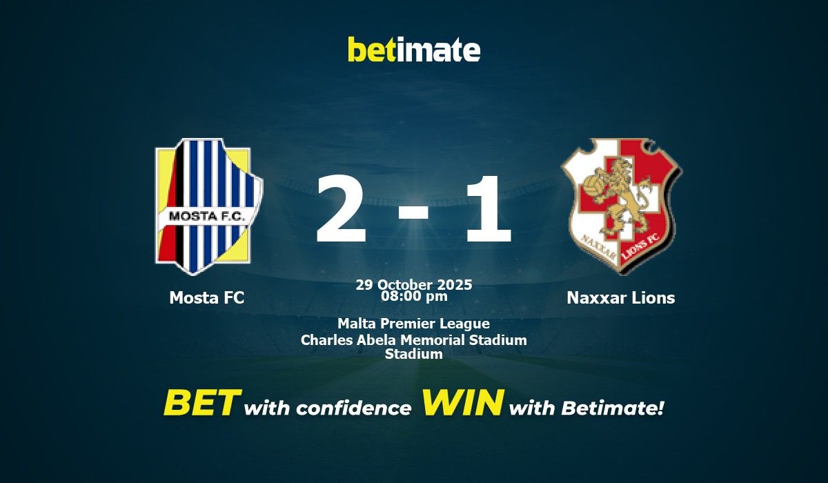 Mosta FC vs Naxxar Lions Prediction, Odds & Betting Tips 10/29/2025