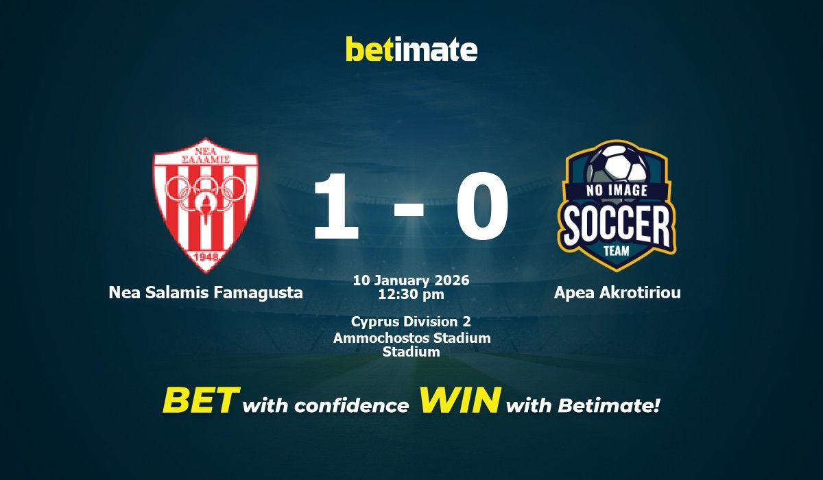 Nea Salamis Famagusta vs Apea Akrotiriou Prediction, Odds & Betting ...