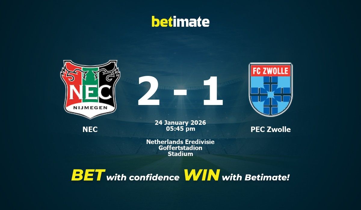 NEC vs PEC Zwolle Prediction, Odds & Betting Tips 01/24/2026