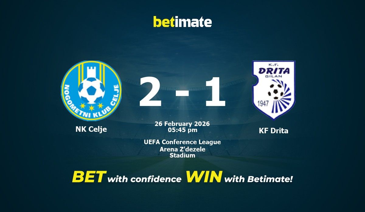 NK Celje vs KF Drita Prediction, Odds & Betting Tips 02/26/2026