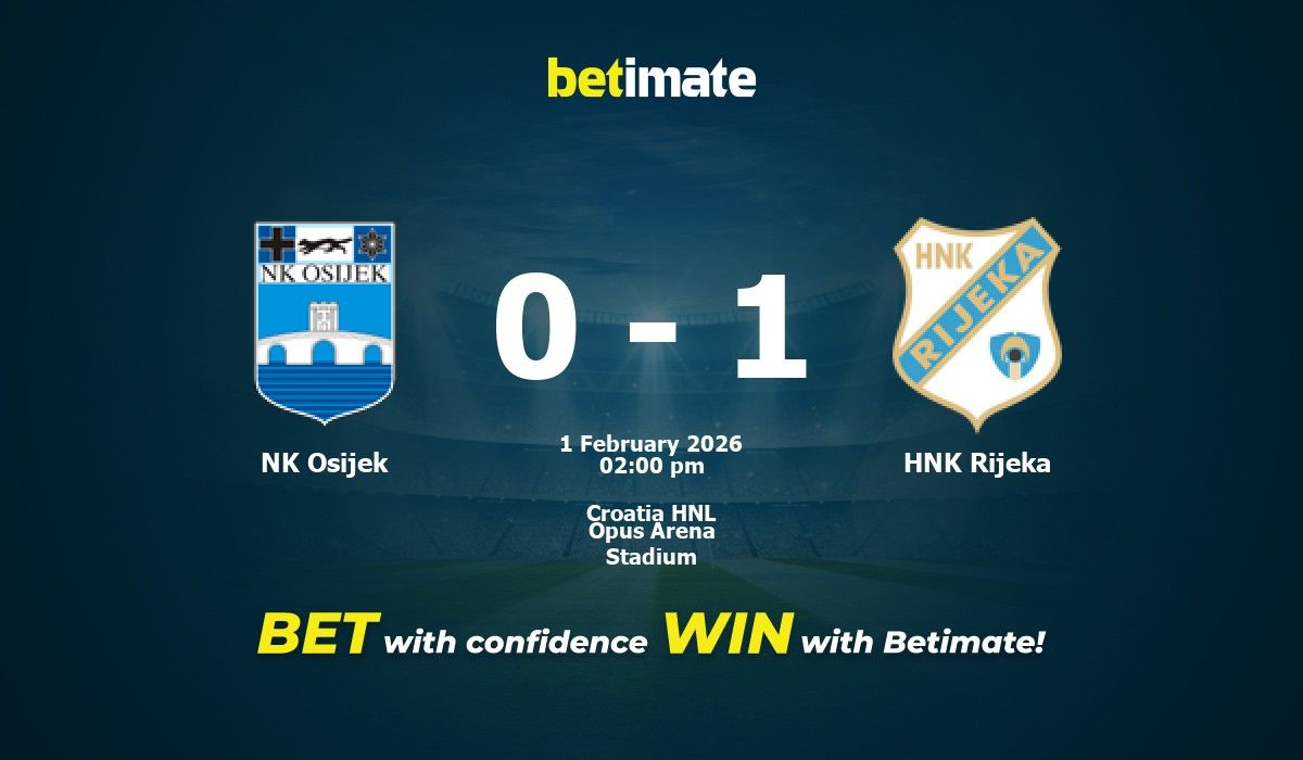 NK Osijek vs HNK Rijeka Prediction, Odds & Betting Tips 02/01/2026