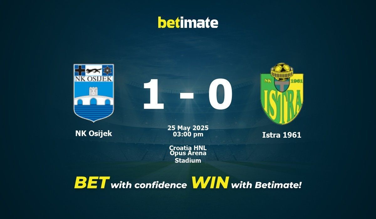 NK Osijek vs Istra 1961 Prediction, Odds & Betting Tips 05/25/2025