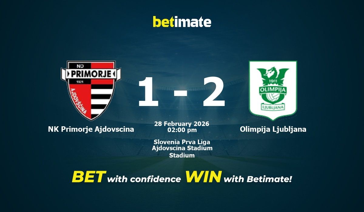 NK Primorje Ajdovscina vs Olimpija Ljubljana Prediction, Odds & Betting ...