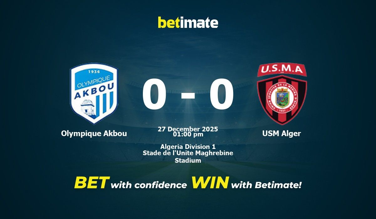 Olympique Akbou vs USM Alger Prediction, Odds & Betting Tips 12/27/2025