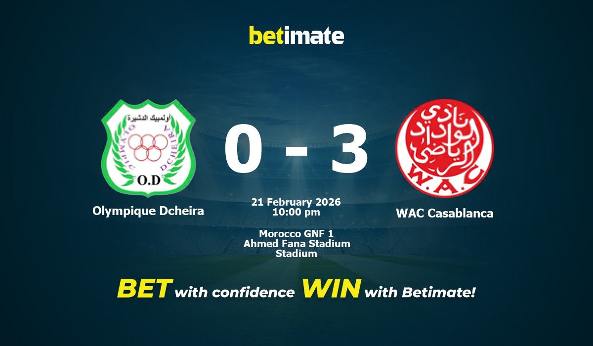 Olympique Dcheira vs WAC Casablanca Prediction, Odds & Betting Tips 02 ...