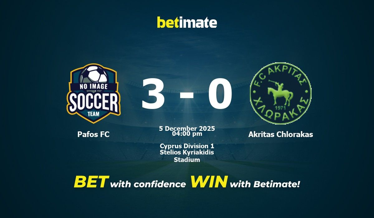 Pafos FC vs Akritas Chlorakas Prediction, Odds & Betting Tips 12/05/2025