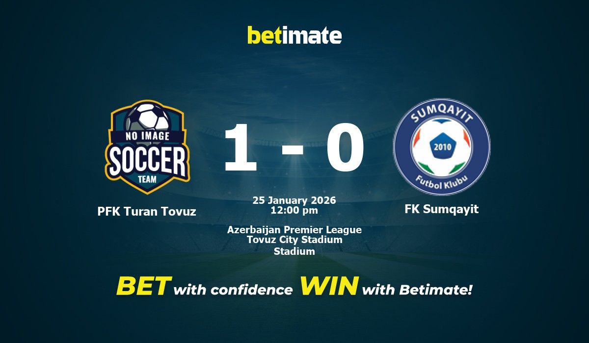 PFK Turan Tovuz vs FK Sumqayit Prediction, Odds & Betting Tips 01/25/2026