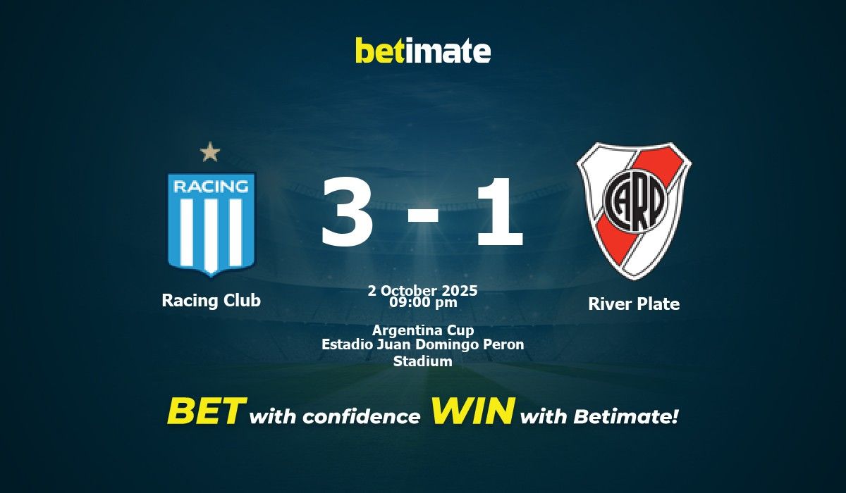 Racing Club vs River Plate Prediction, Odds & Betting Tips 10/02/2025