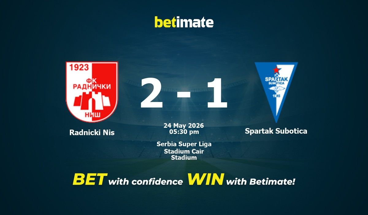Radnicki Nis vs Spartak Subotica Prediction, Odds & Betting Tips 05/24/2026