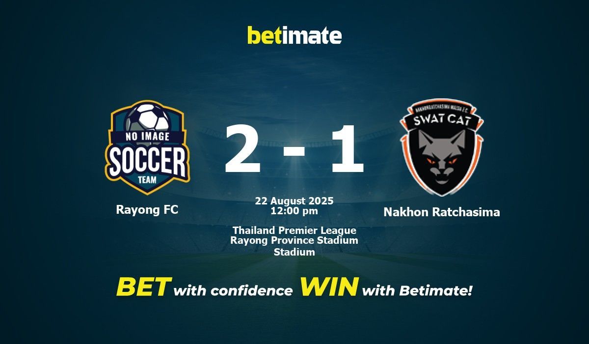 Rayong FC vs Nakhon Ratchasima Prediction, Odds & Betting Tips 08/22/2025