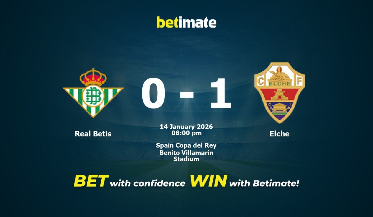 Real Betis vs Elche Prediction, Odds & Betting Tips 01/14/2026