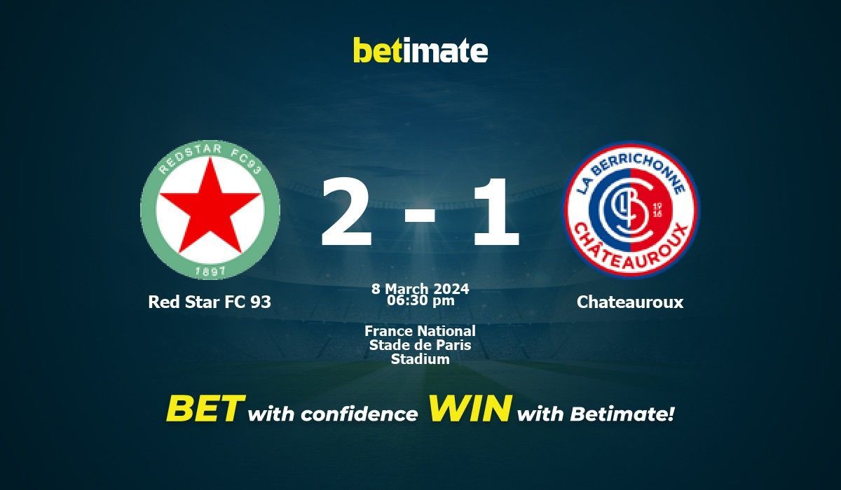 Red Star FC 93 vs Chateauroux Prediction, Odds & Betting Tips 03/08/2024