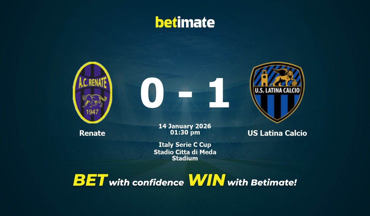 Renate vs US Latina Calcio Prediction, Odds & Betting Tips 01/14/2026