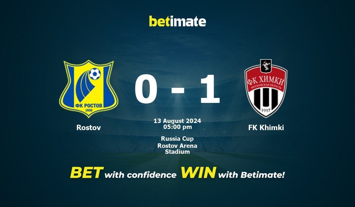 Rostov vs FK Khimki Prediction, Odds & Betting Tips 08/13/2024