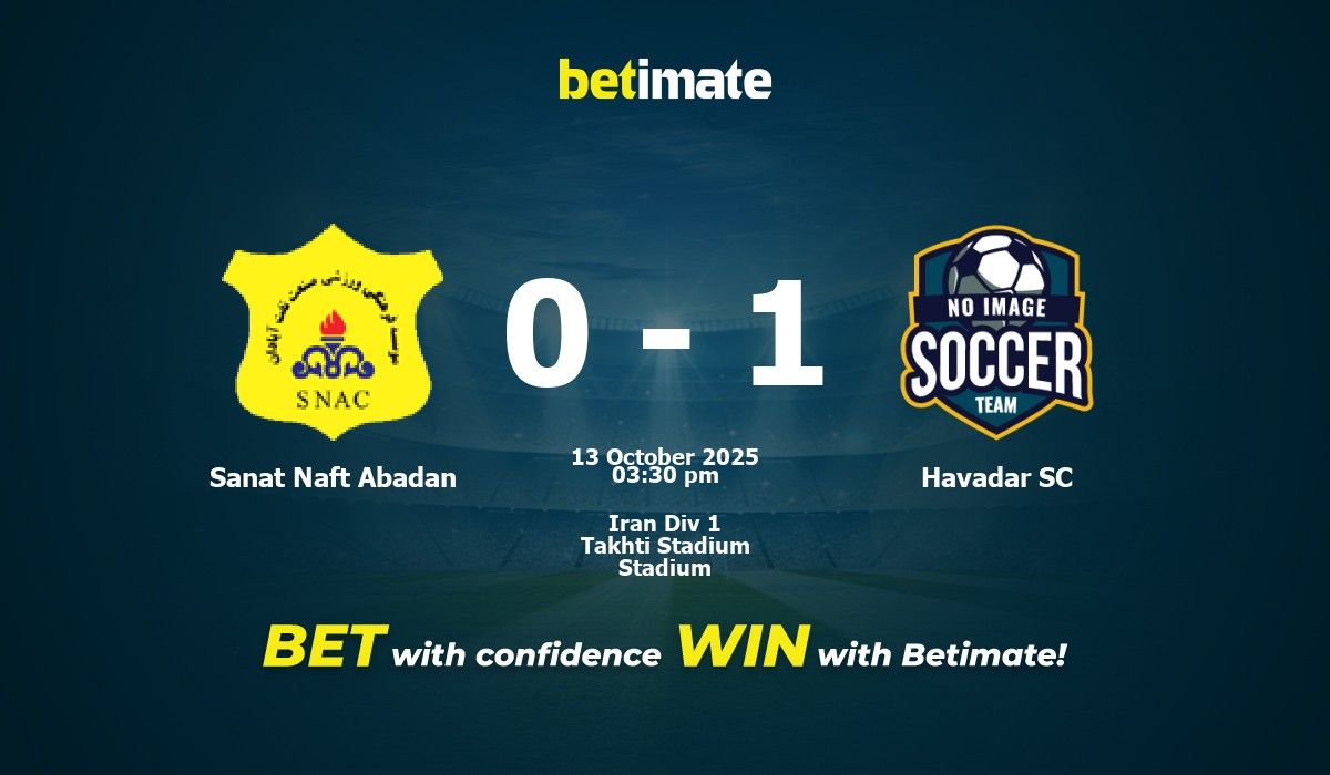 Sanat Naft Abadan vs Havadar SC Prediction, Odds & Betting Tips 10/13/2025