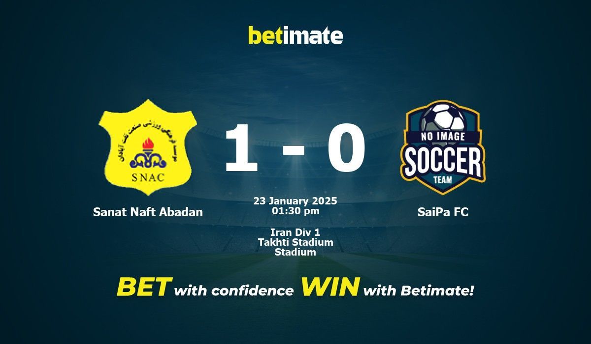 Sanat Naft Abadan vs SaiPa FC Prediction, Odds & Betting Tips 01/23/2025