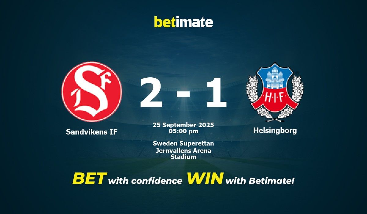 Sandvikens IF vs Helsingborg Prediction, Odds & Betting Tips 09/25/2025