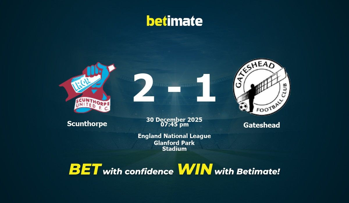 Scunthorpe vs Gateshead Prediction, Odds & Betting Tips 12/30/2025