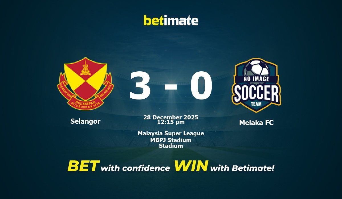 Selangor vs Melaka FC Prediction, Odds & Betting Tips 12/28/2025