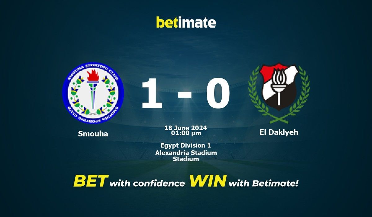 Smouha vs El Daklyeh Prediction, Odds & Betting Tips 06/18/2024