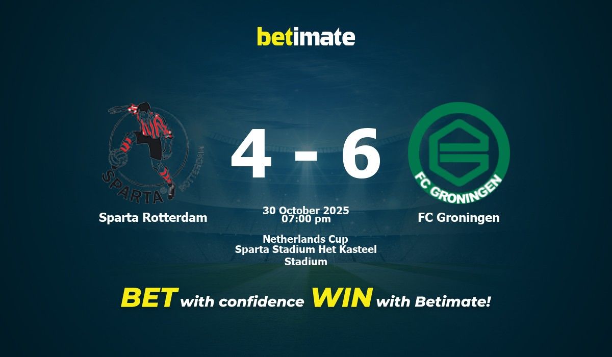 Sparta Rotterdam vs FC Groningen Prediction, Odds & Betting Tips 10/30/2025
