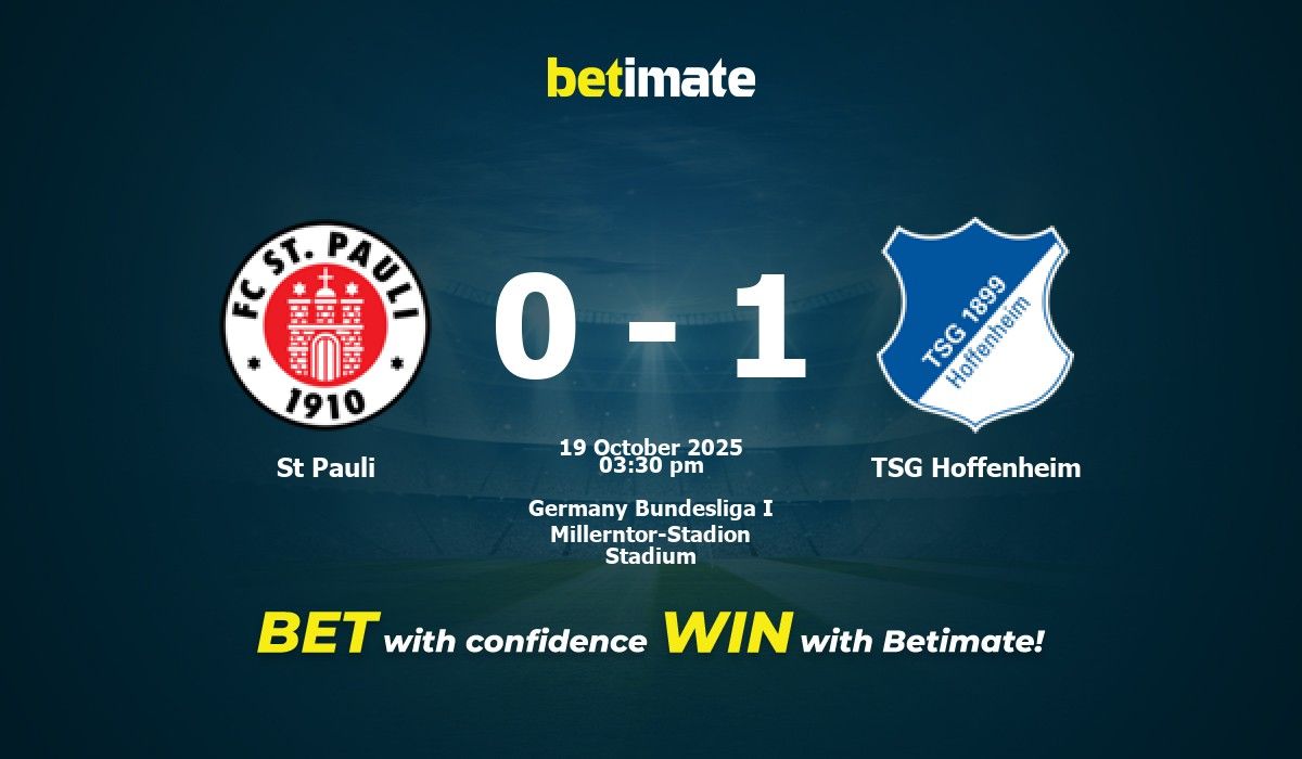 St Pauli vs TSG Hoffenheim Prediction, Odds & Betting Tips 10/19/2025