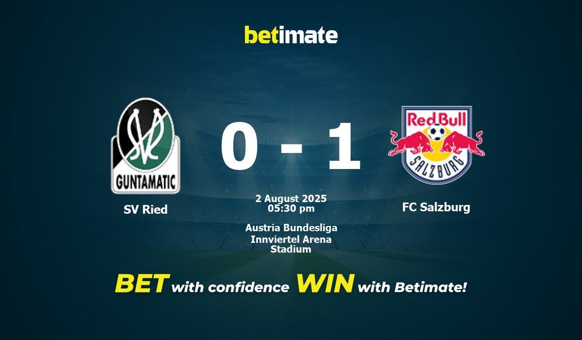 SV Ried vs FC Salzburg Prediction, Odds & Betting Tips 08/02/2025