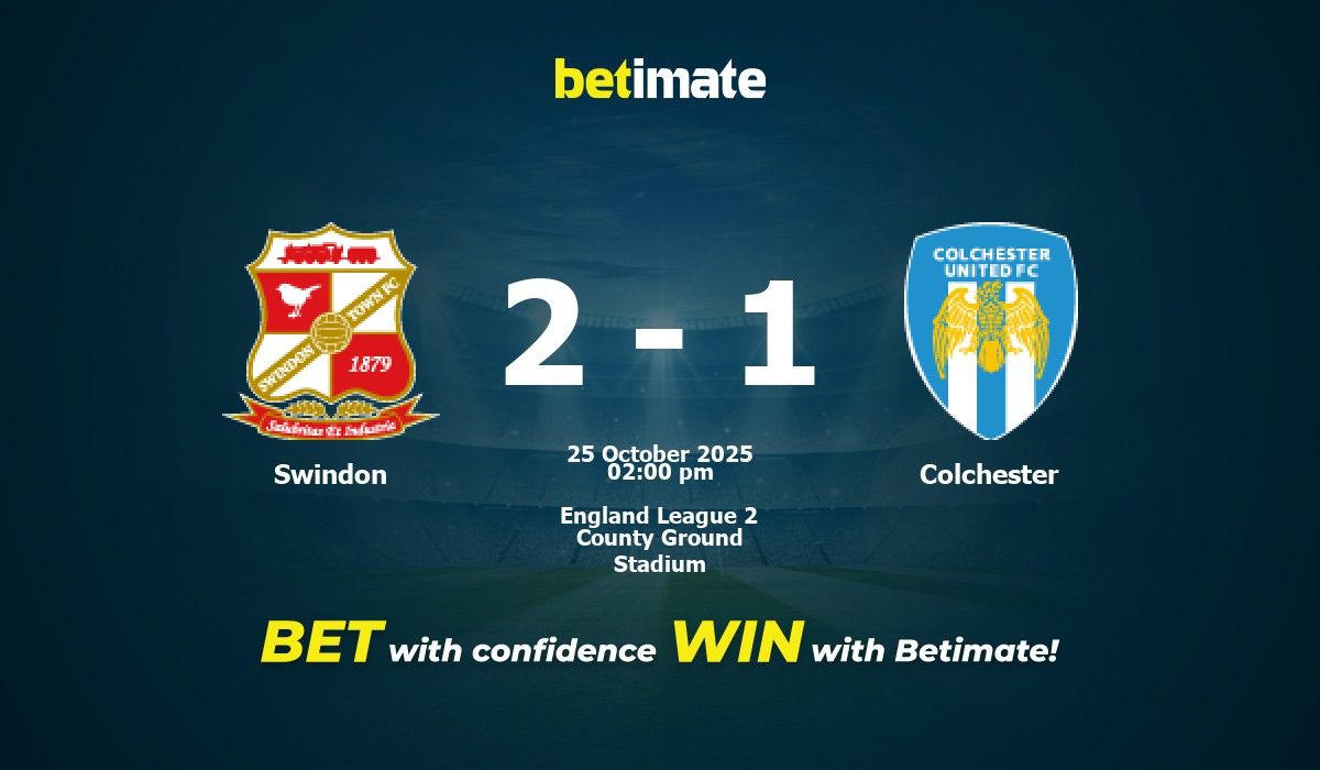 Swindon vs Colchester Prediction, Odds & Betting Tips 10/25/2025