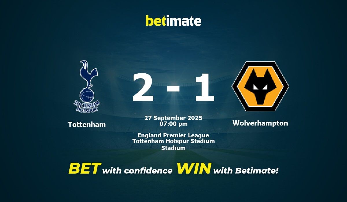 Tottenham vs Wolverhampton Prediction, Odds & Betting Tips 09/27/2025