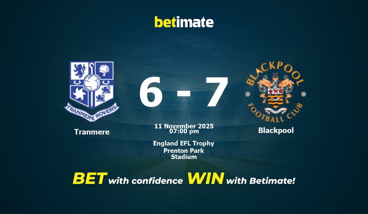 Tranmere vs Blackpool Prediction, Odds & Betting Tips 11/11/2025