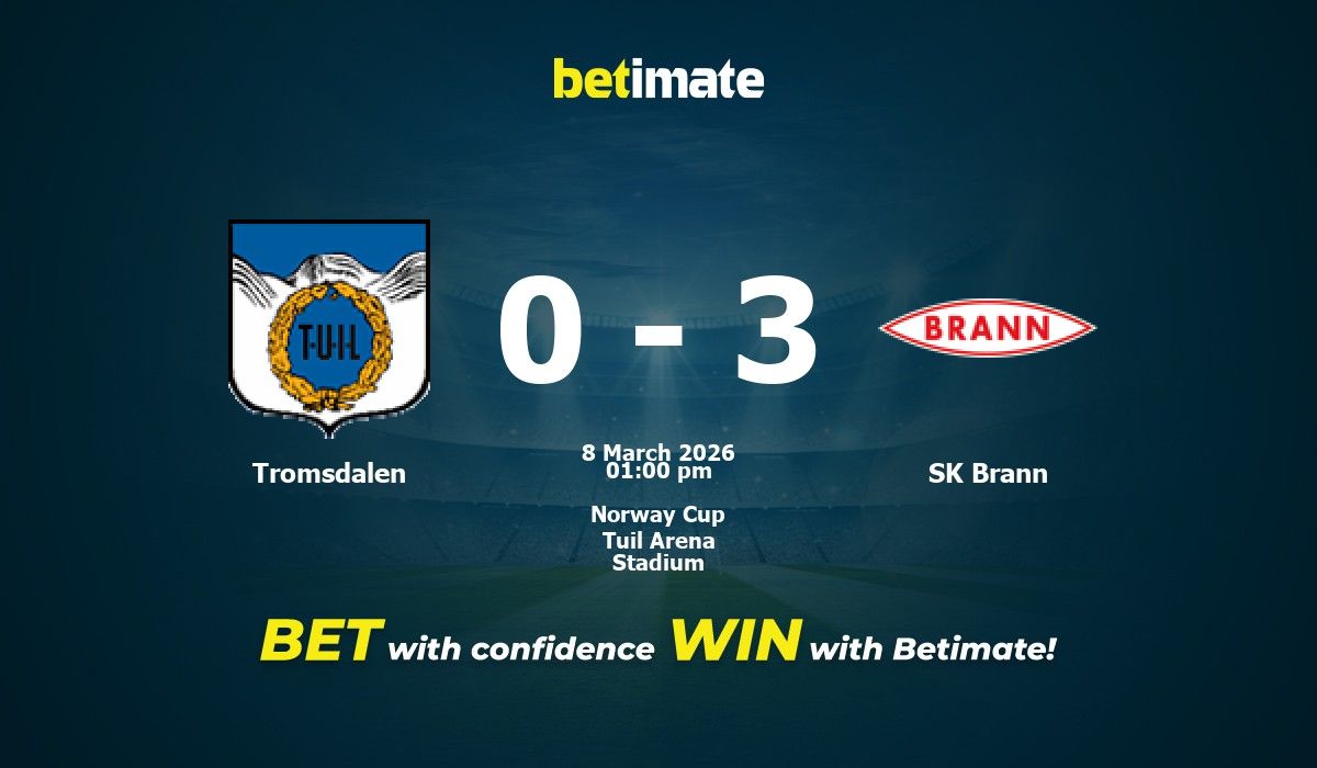 Tromsdalen vs SK Brann Prediction, Odds & Betting Tips 03/08/2026