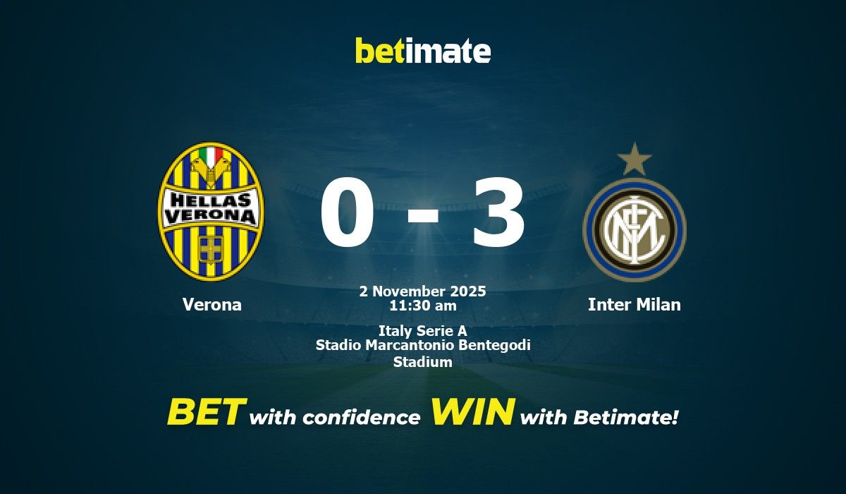 Verona vs Inter Milan Prediction, Odds & Betting Tips 11/02/2025