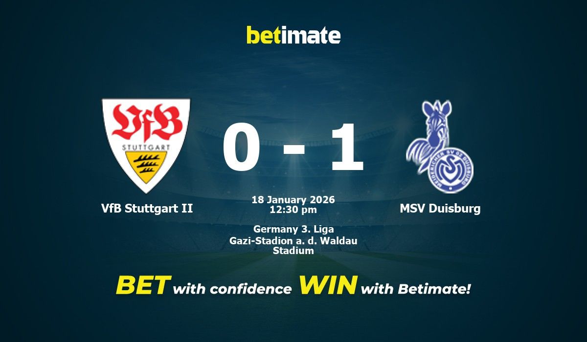 VfB Stuttgart II vs MSV Duisburg Prediction, Odds & Betting Tips 01/18/2026