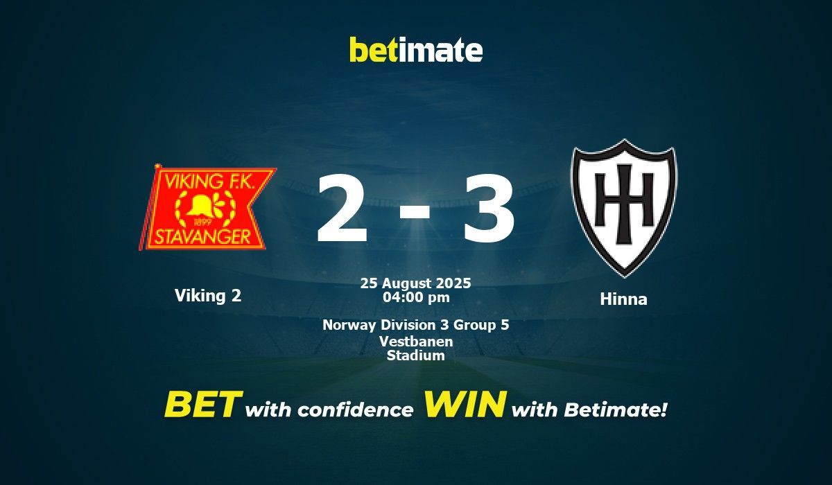 Viking 2 vs Hinna Prediction, Odds & Betting Tips 08/25/2025
