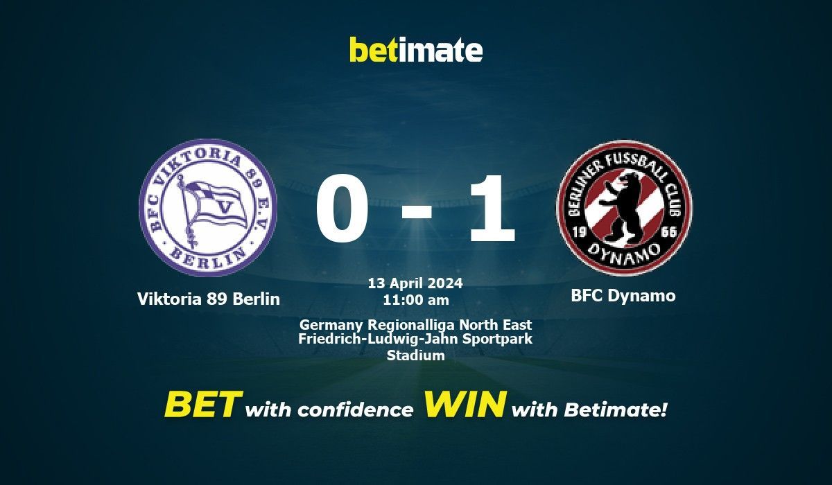Viktoria 89 Berlin vs BFC Dynamo Prediction, Odds & Betting Tips 04/13/2024