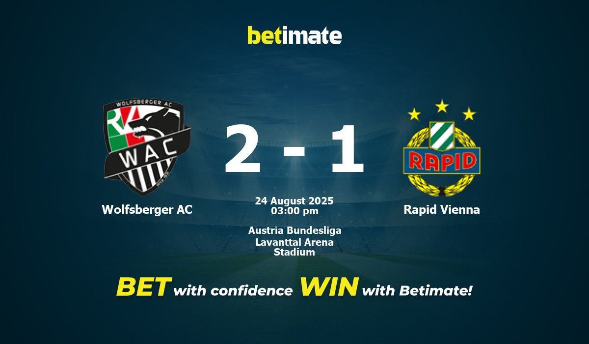 Wolfsberger AC vs Rapid Vienna Prediction, Odds & Betting Tips 08/24/2025