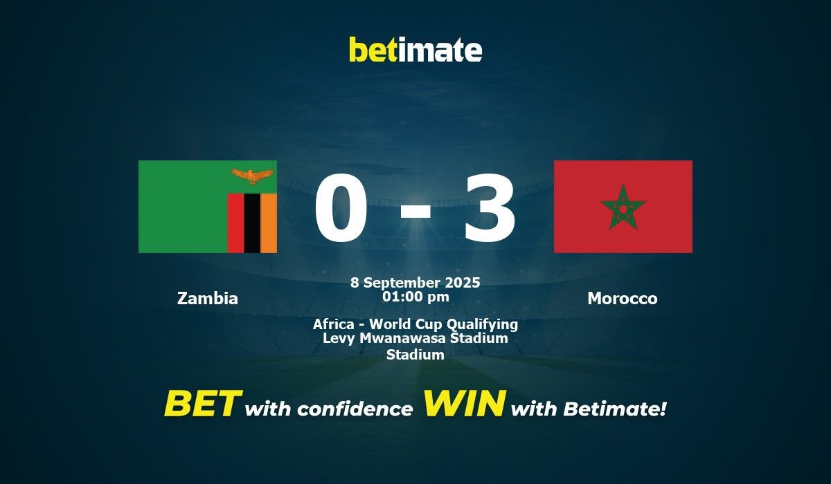 Zambia vs Morocco Prediction, Odds & Betting Tips 09/08/2025