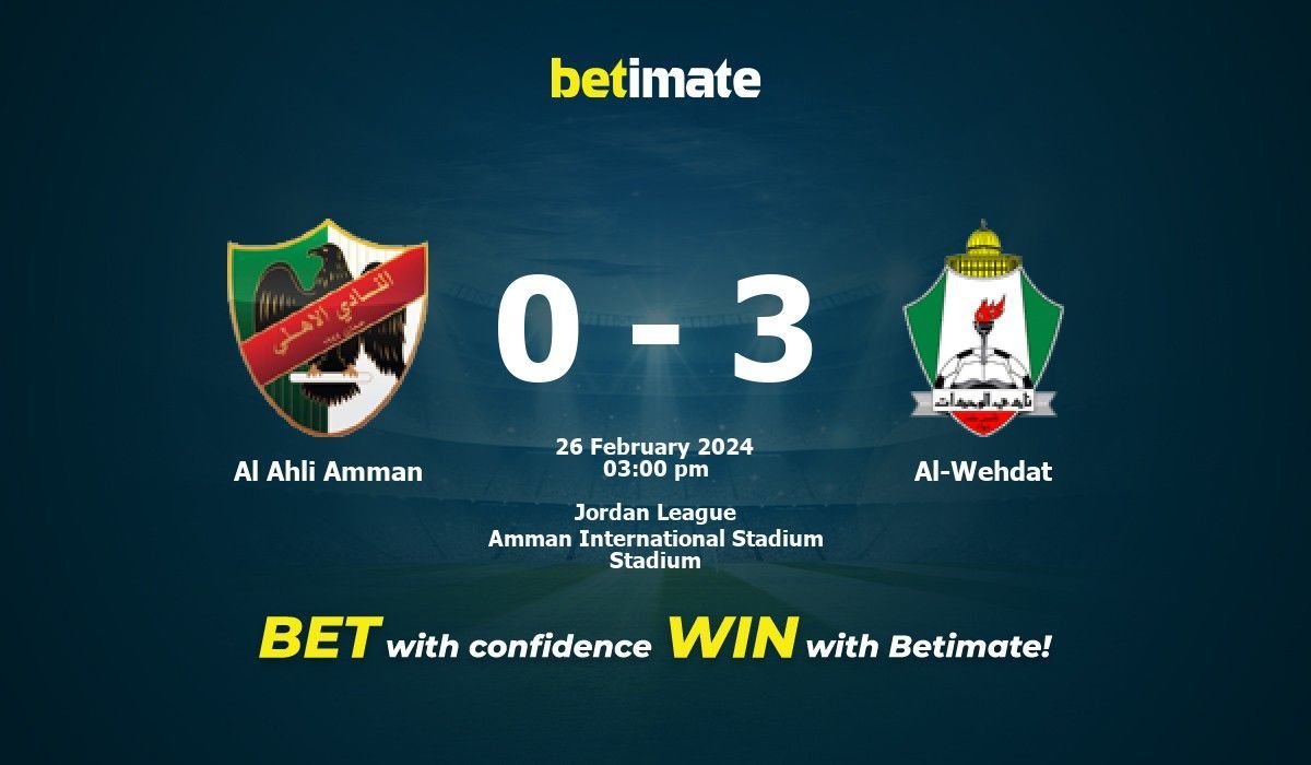 Predicción, probabilidades y consejos de apuestas Al Ahli Amman vs Al ...