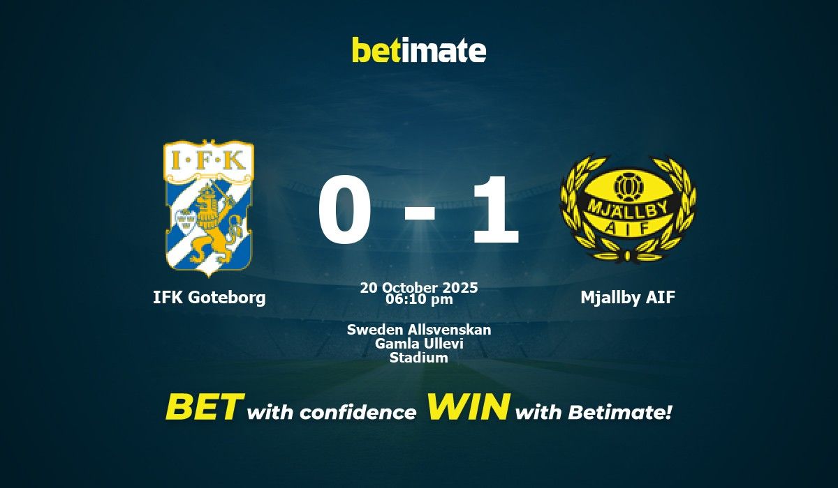 Pronóstico, cuotas y pronósticos de apuestas para el partido IFK Goteborg vs. Mjallby AIF (20/10 ...