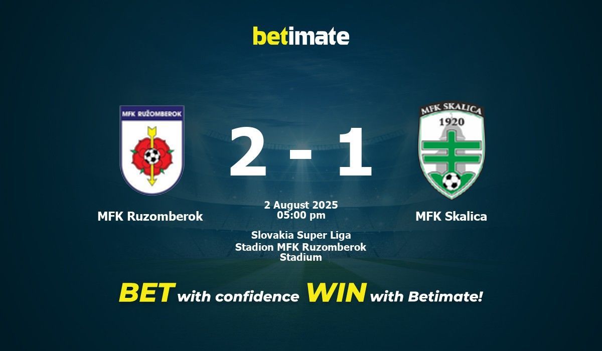 Predicción, probabilidades y consejos de apuestas MFK Ruzomberok vs MFK Skalica 02/08/2025